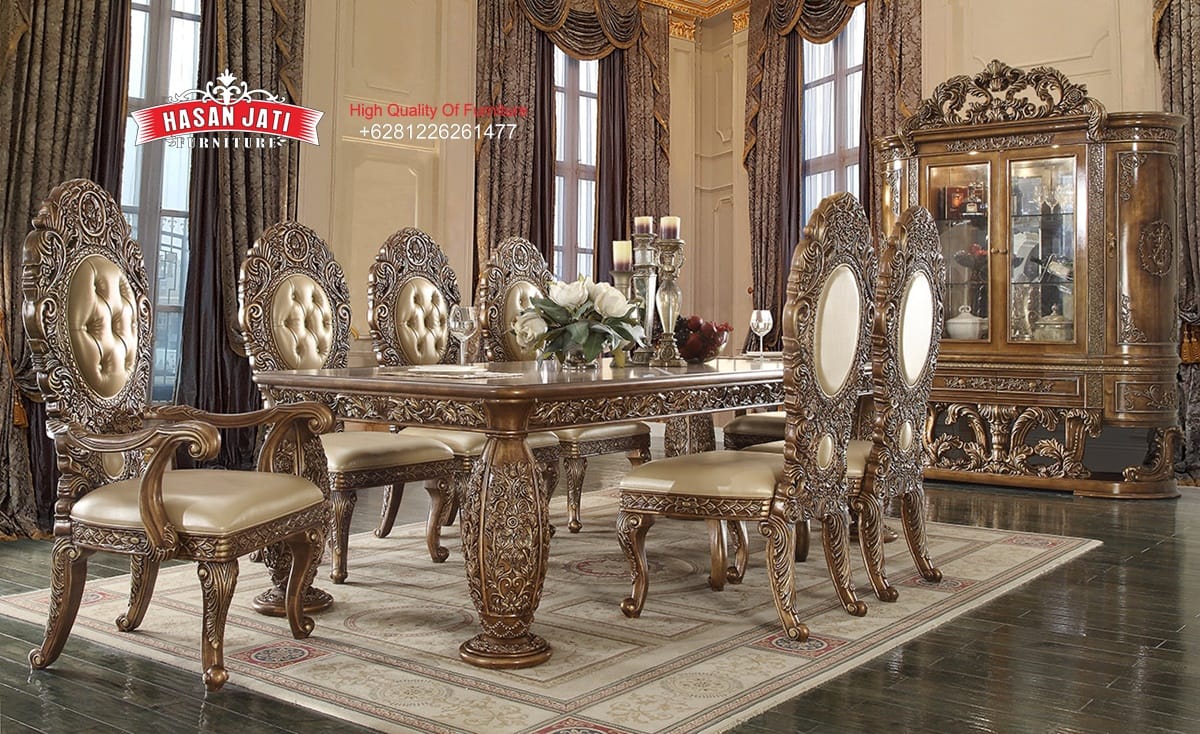 Set Meja Makan Antik - Harga Set Meja Makan Jati - Hasan Jati Furniture